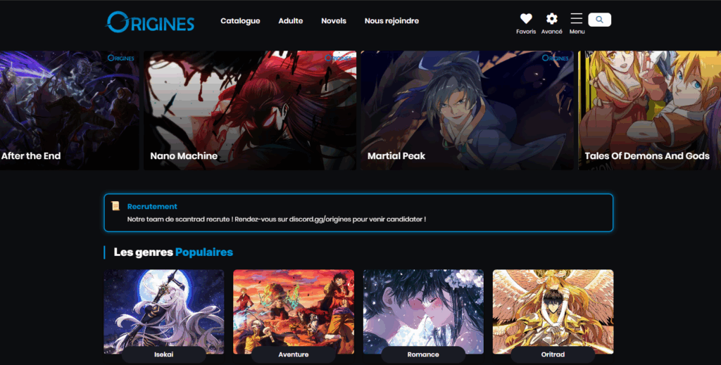 Mangas Origines : la plateforme des passionnés de lecture mangas